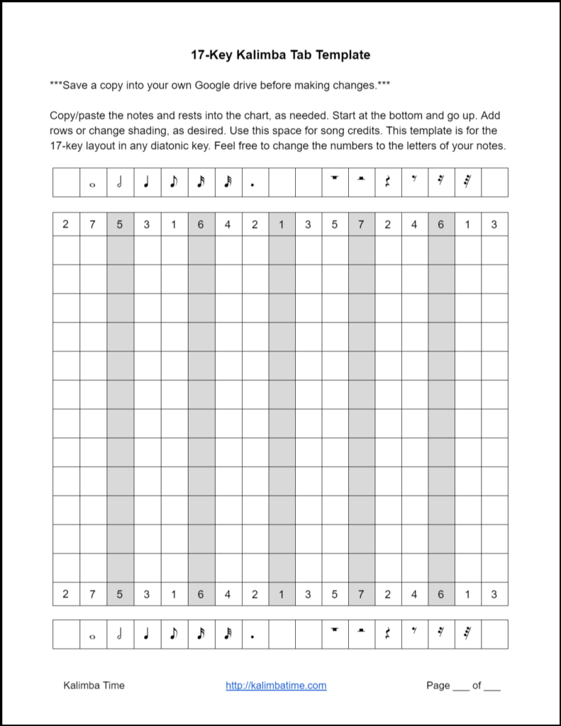 Free Kalimba Tabs Template – Kalimba Time